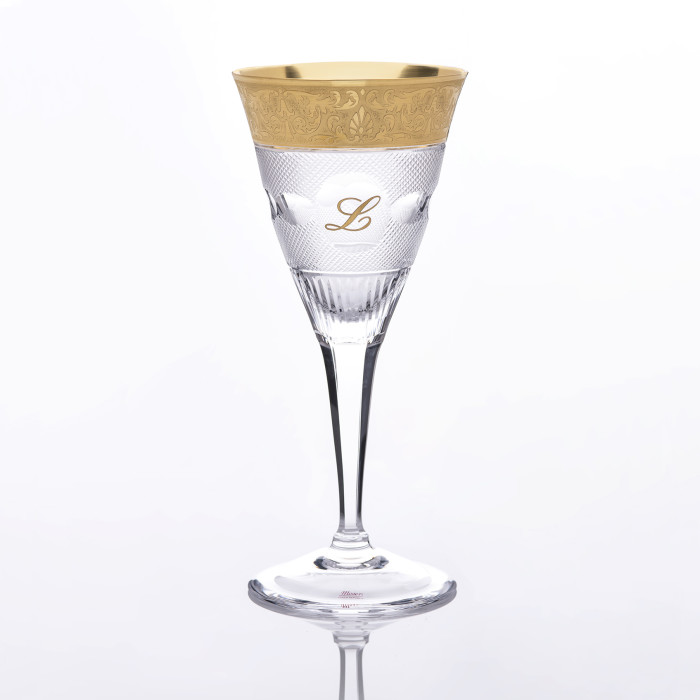 Moser Splendid Wine Glass 200 Ml Gold Olive Cut Evitro